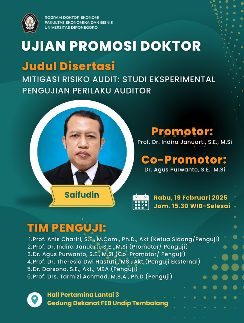 Uian Promosi Doktor: An. Saifudin - Doktor Ilmu Ekonomi